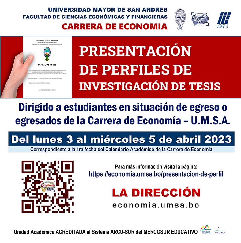 PRESENTACIÓN DE PERFILES DE INVESTIGACIÓN DE TESIS DE GRADO (1ra fecha ...
